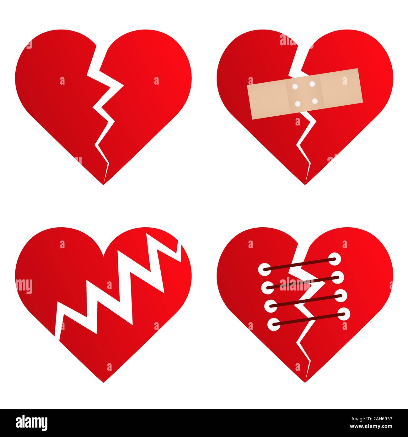 four valentine or mothers day special love hearts collection isolated ...