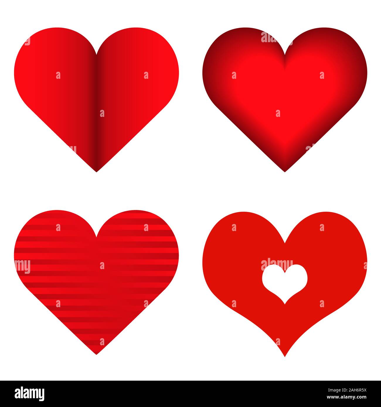 four valentine or mothers day special love hearts collection isolated ...
