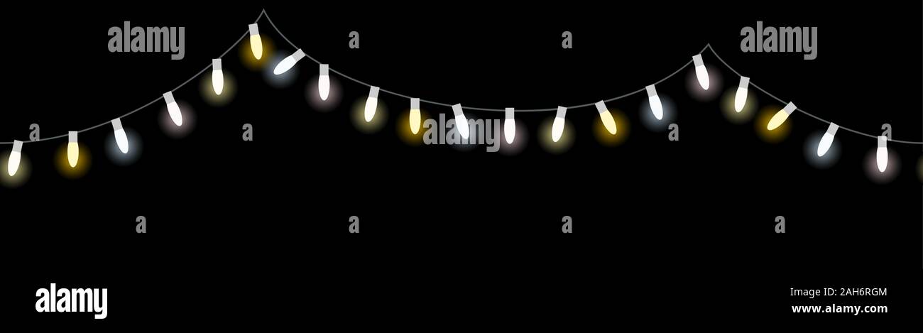vector illustration of seamless light bulbs string with different ...