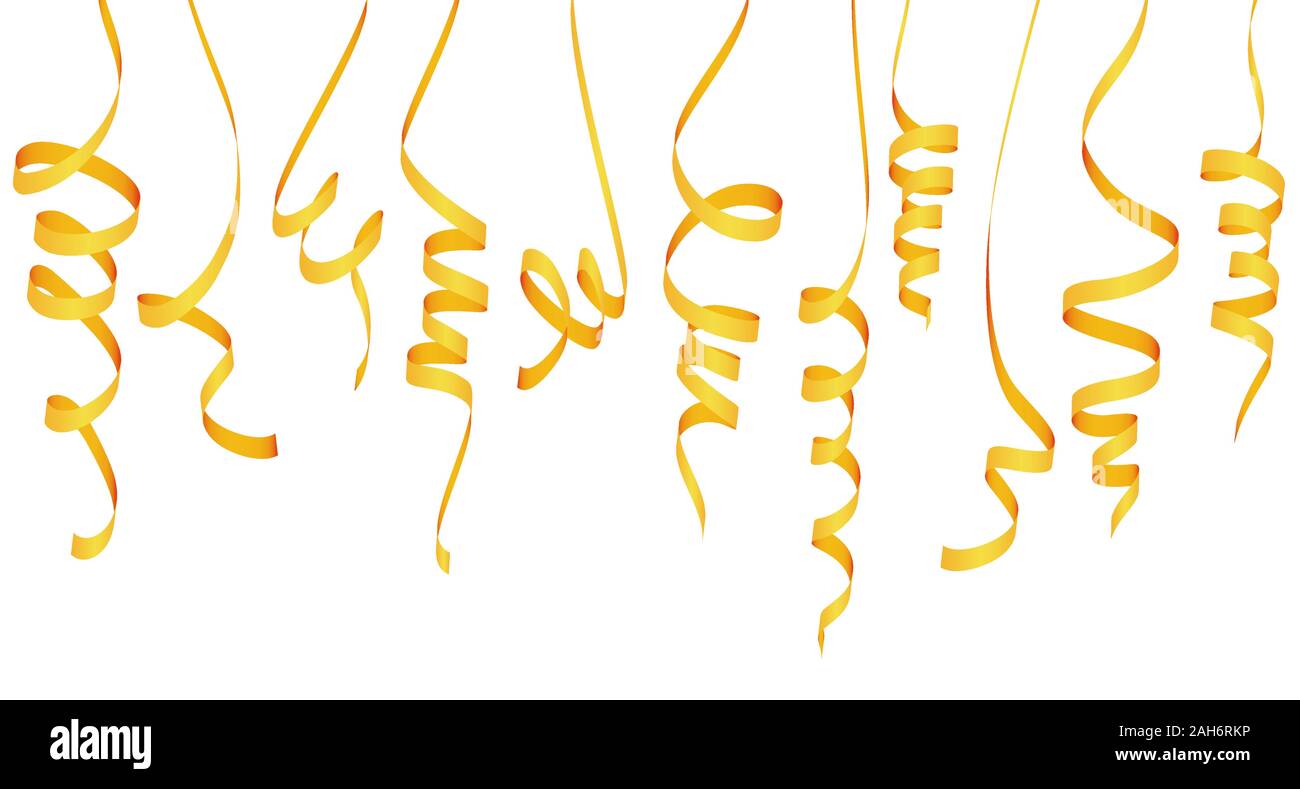 vector illustration of different colored streamers isolated on white ...