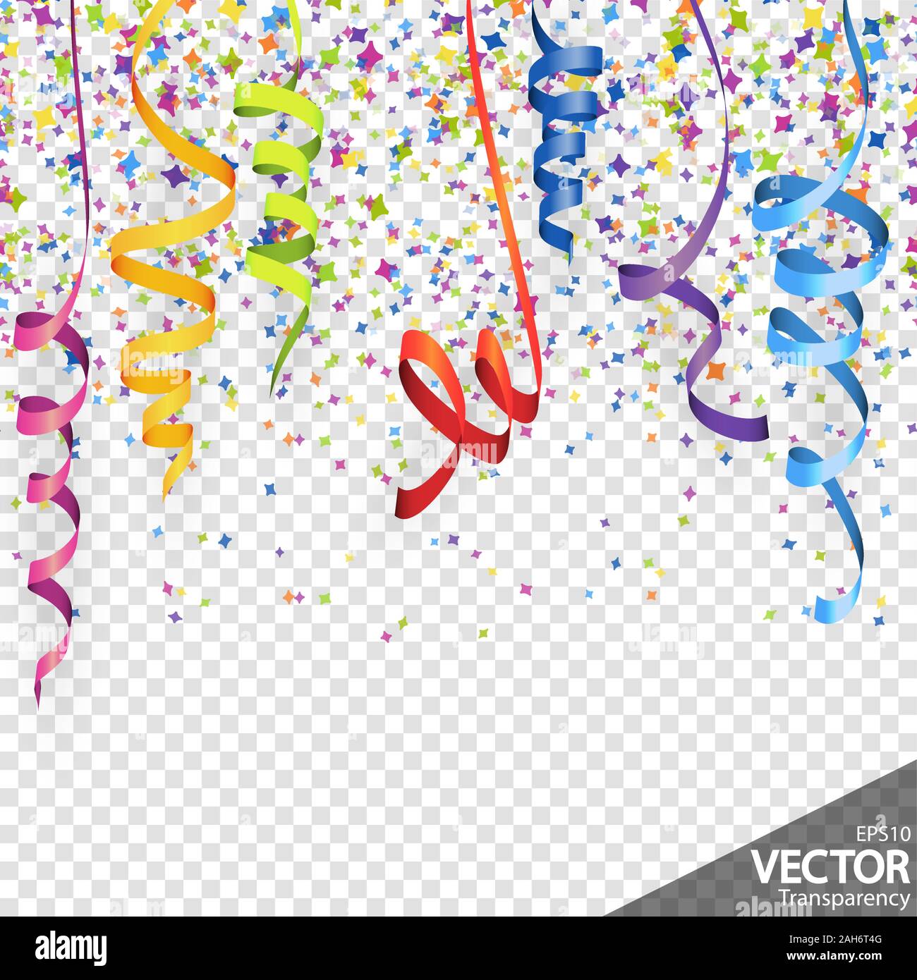 illustration of colored confetti and streamers background for party or ...