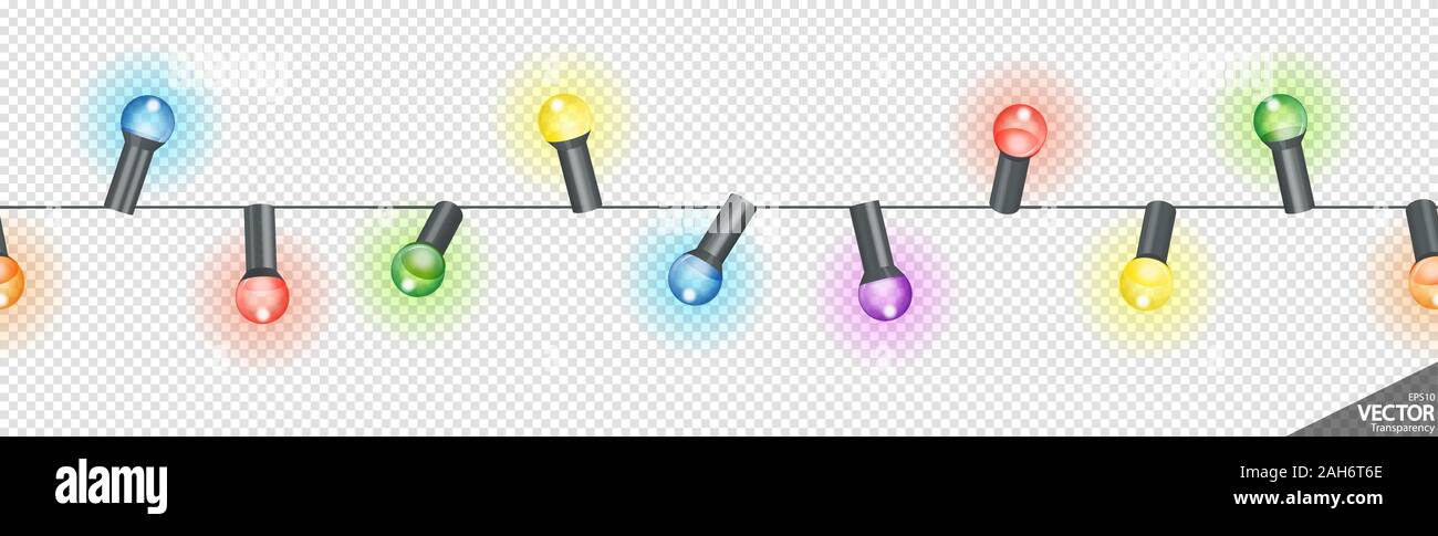 illustration of seamless light bulbs string with different colors with ...