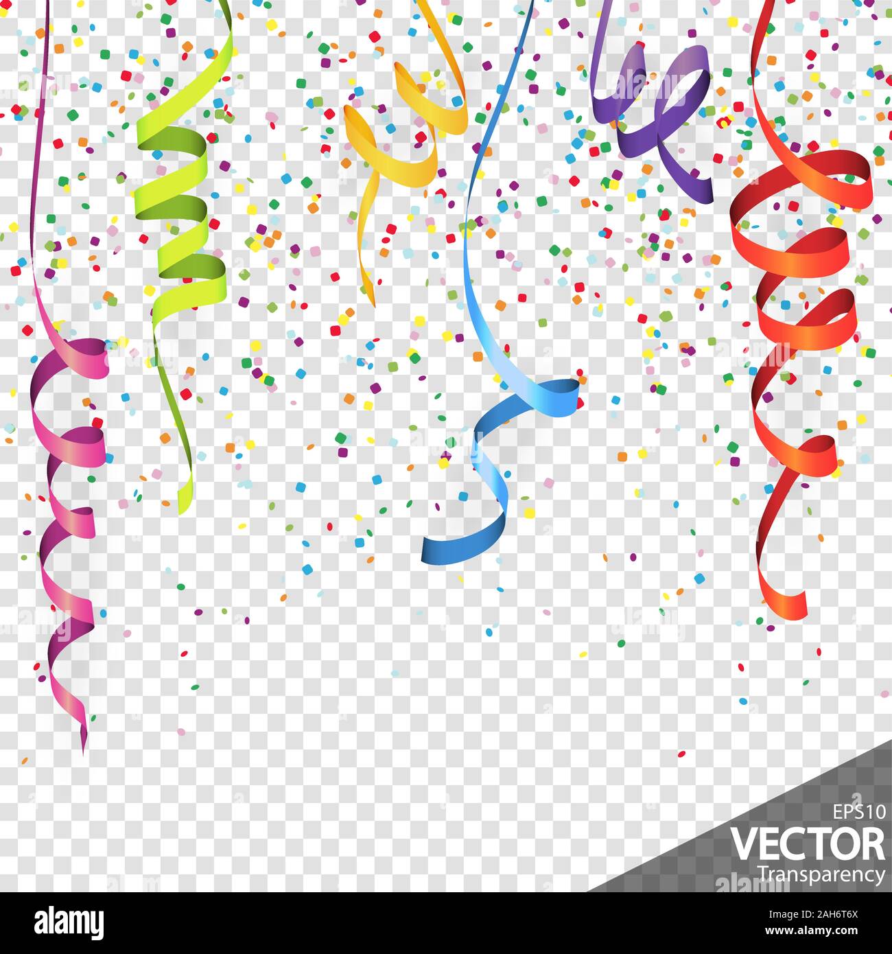 illustration of colored confetti and streamers background for party or ...
