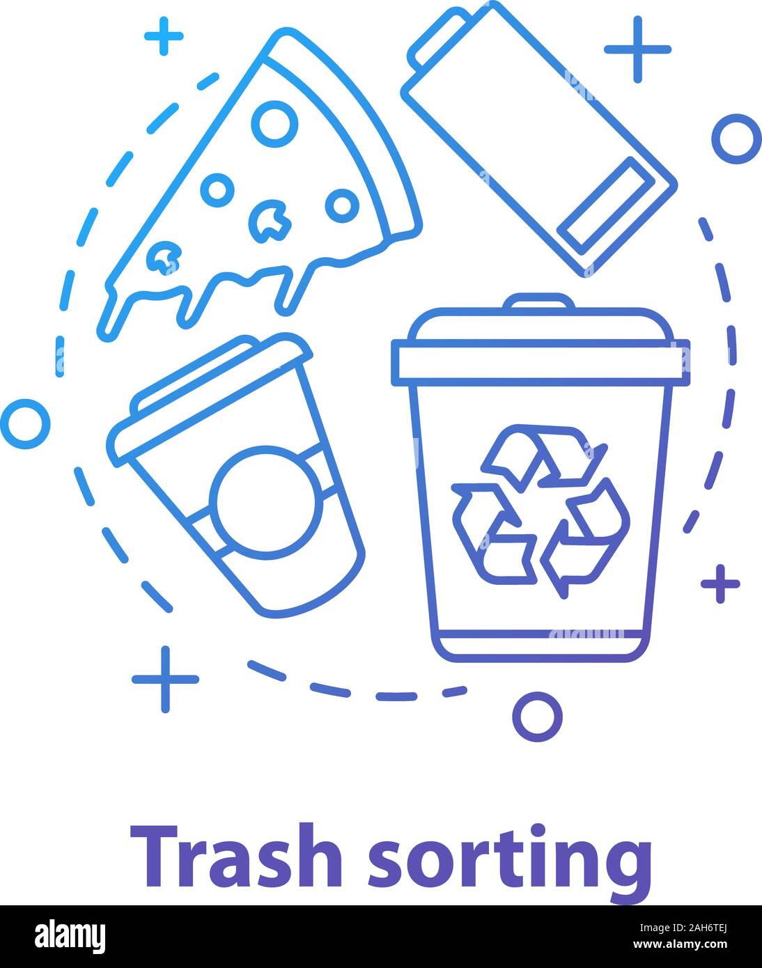 Trash sorting concept icon. Organic, electronic, plastic waste. Garbage ...