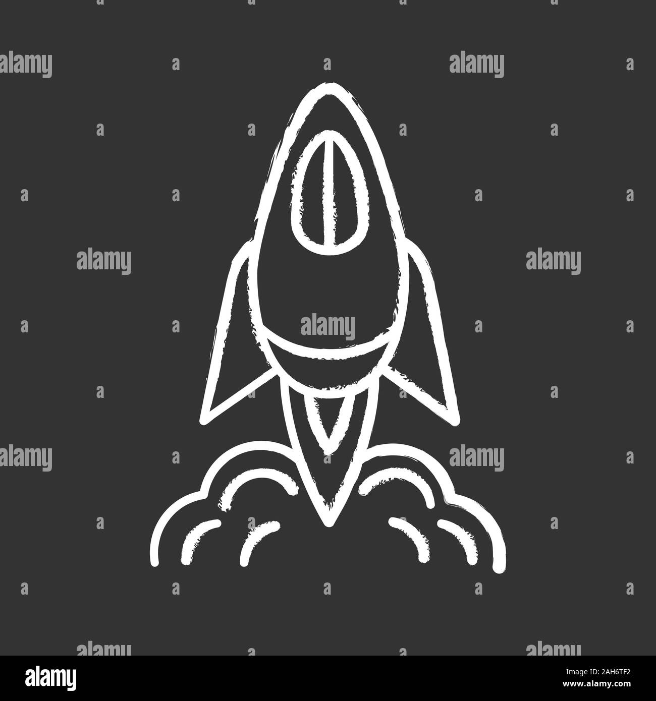 Startup launch chalk icon. Start business. Rocket, spaceship ...