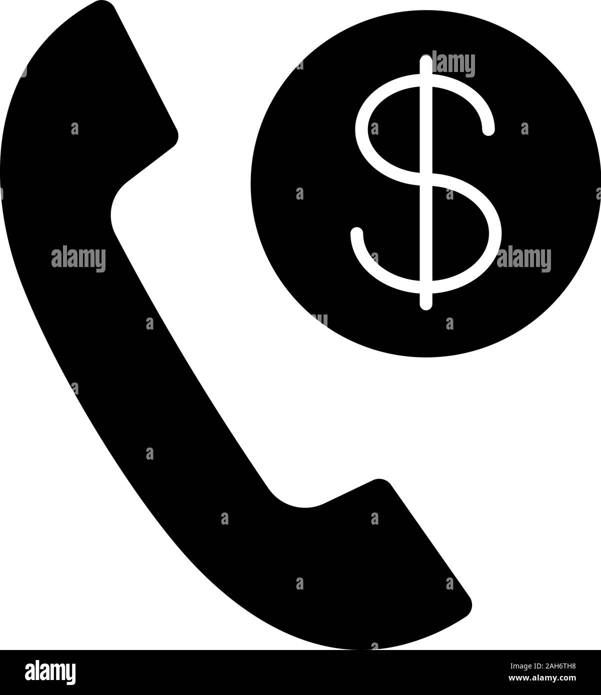 Call charges glyph icon. Silhouette symbol. Pay per call. Phone tariff ...