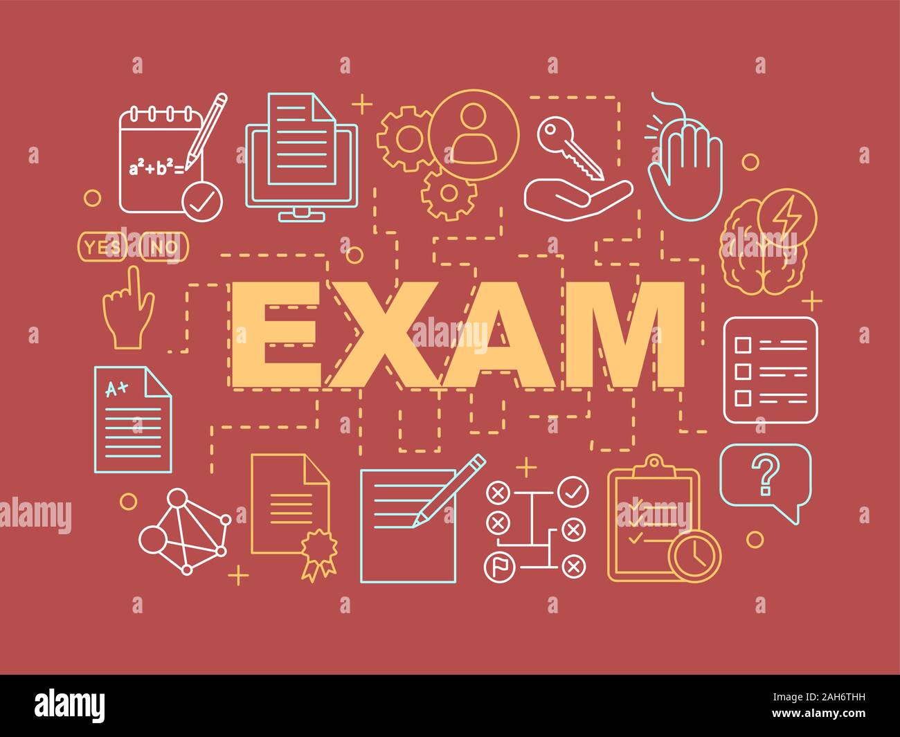 Exams word concepts banner. Examination. Presentation, website ...
