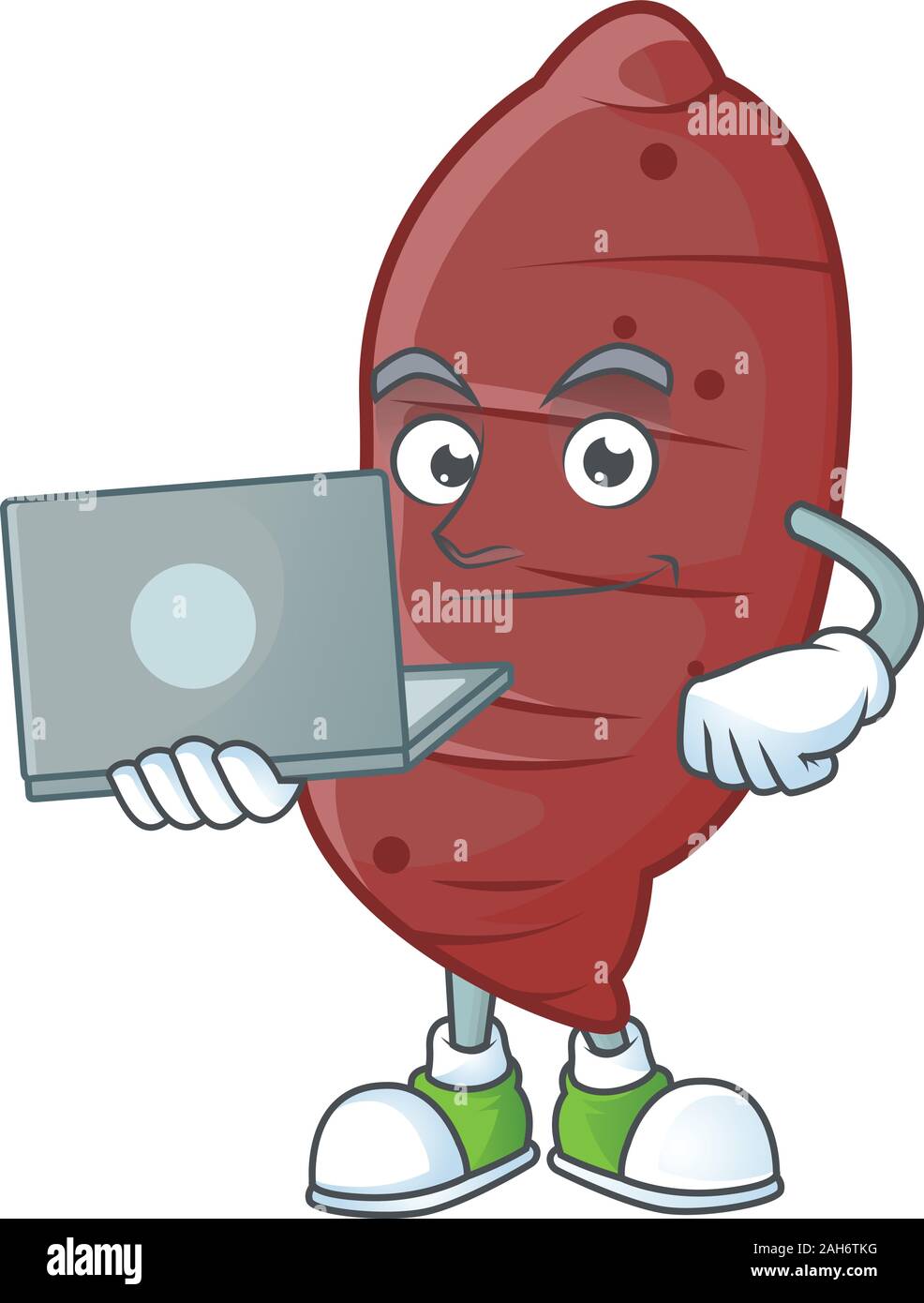 Smart sweet potatoes cartoon character working with laptop Stock Vector ...