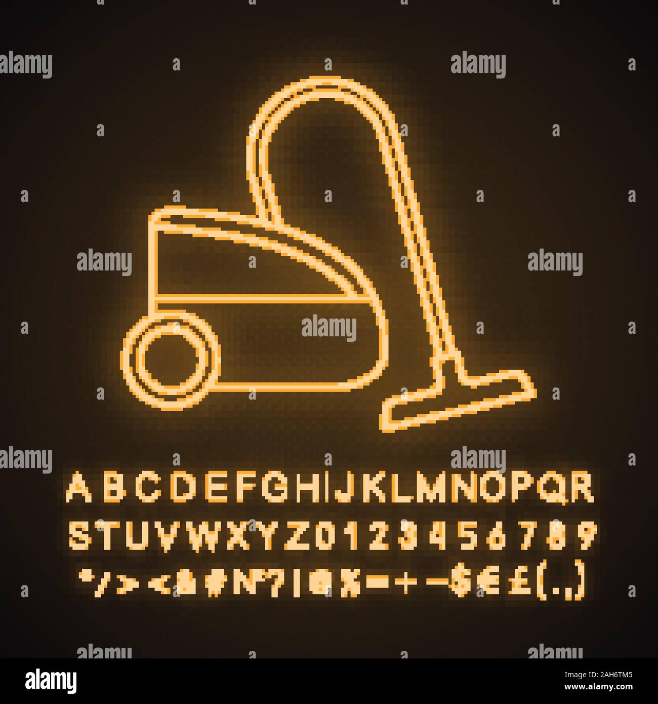 Vacuum cleaner neon light icon. Wet and dry vacuum. Floor cleaning ...