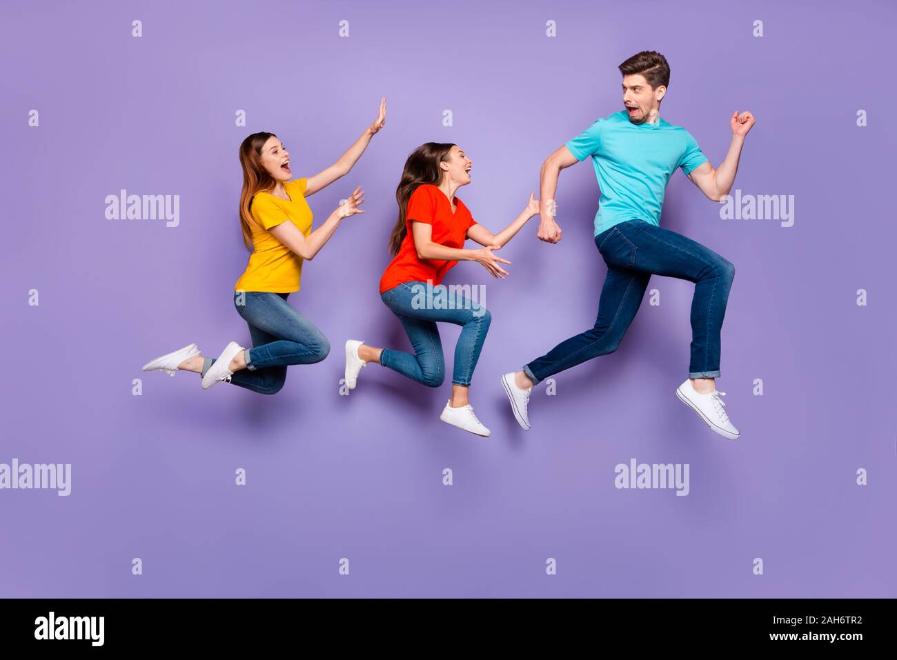 Group Of People Running Away Scared