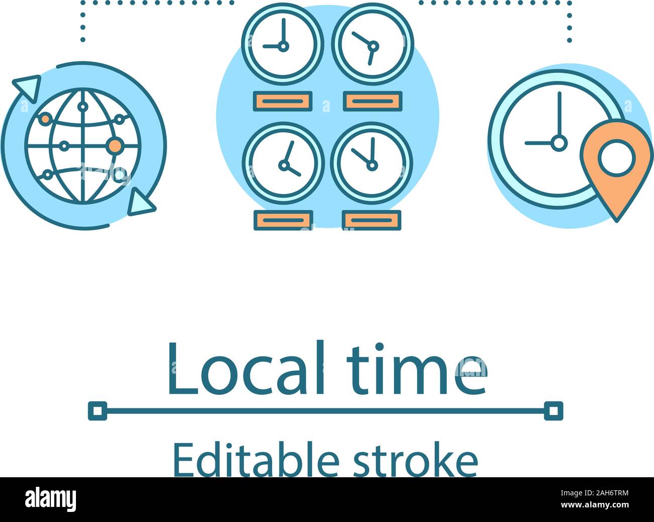 Local time concept icon. Timezone idea thin line illustration. World ...