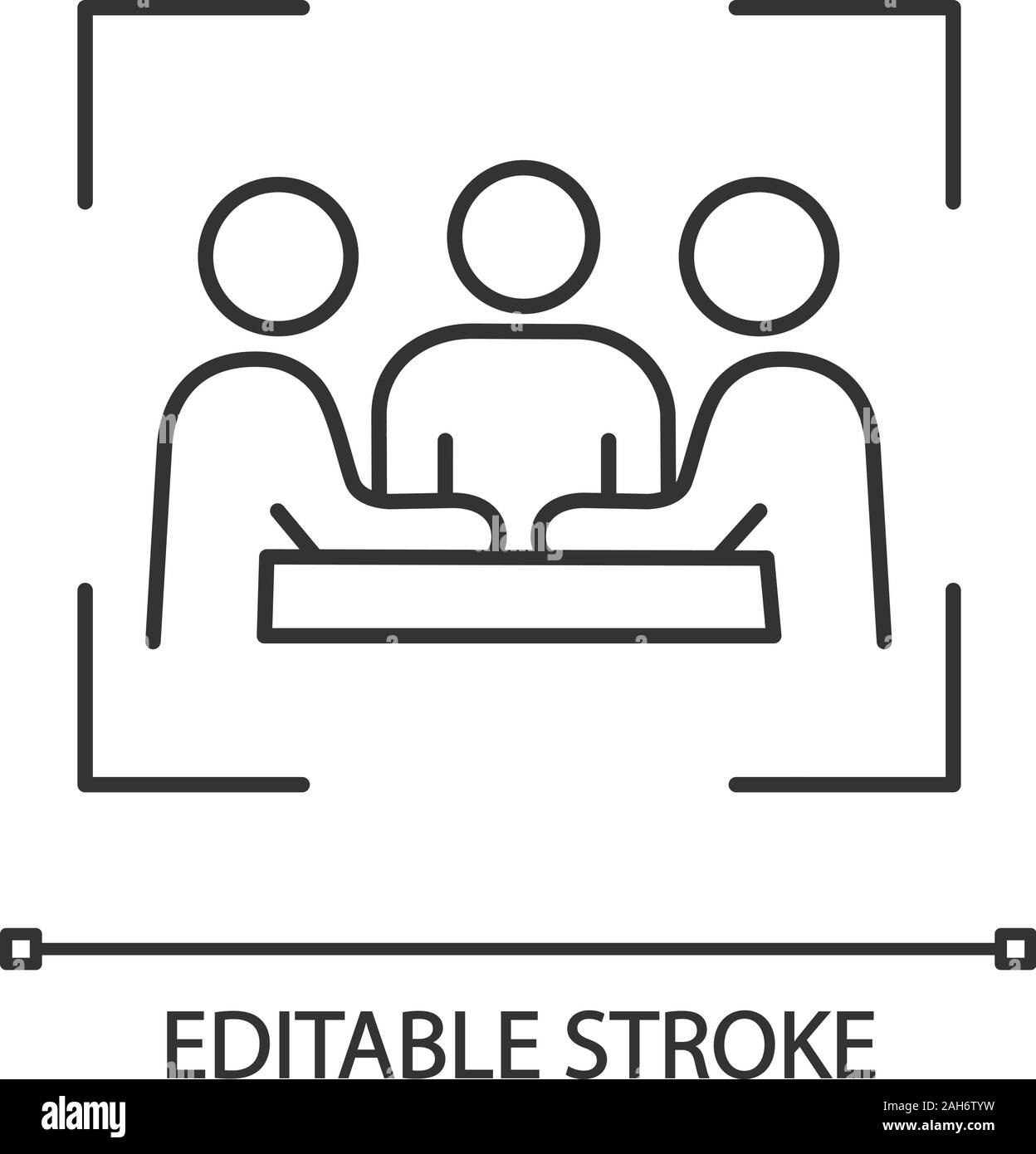 Partners, investors, businessmen linear icon. Company meeting ...
