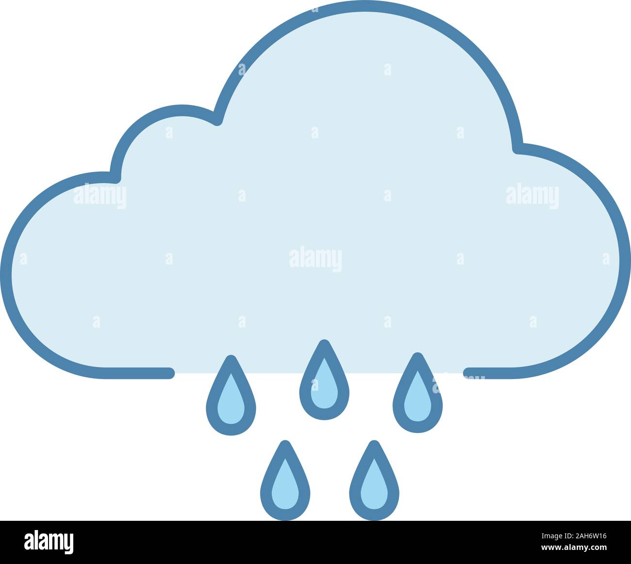 Rain color icon. Pour rain. Rainy weather. Cloudburst, downpour ...