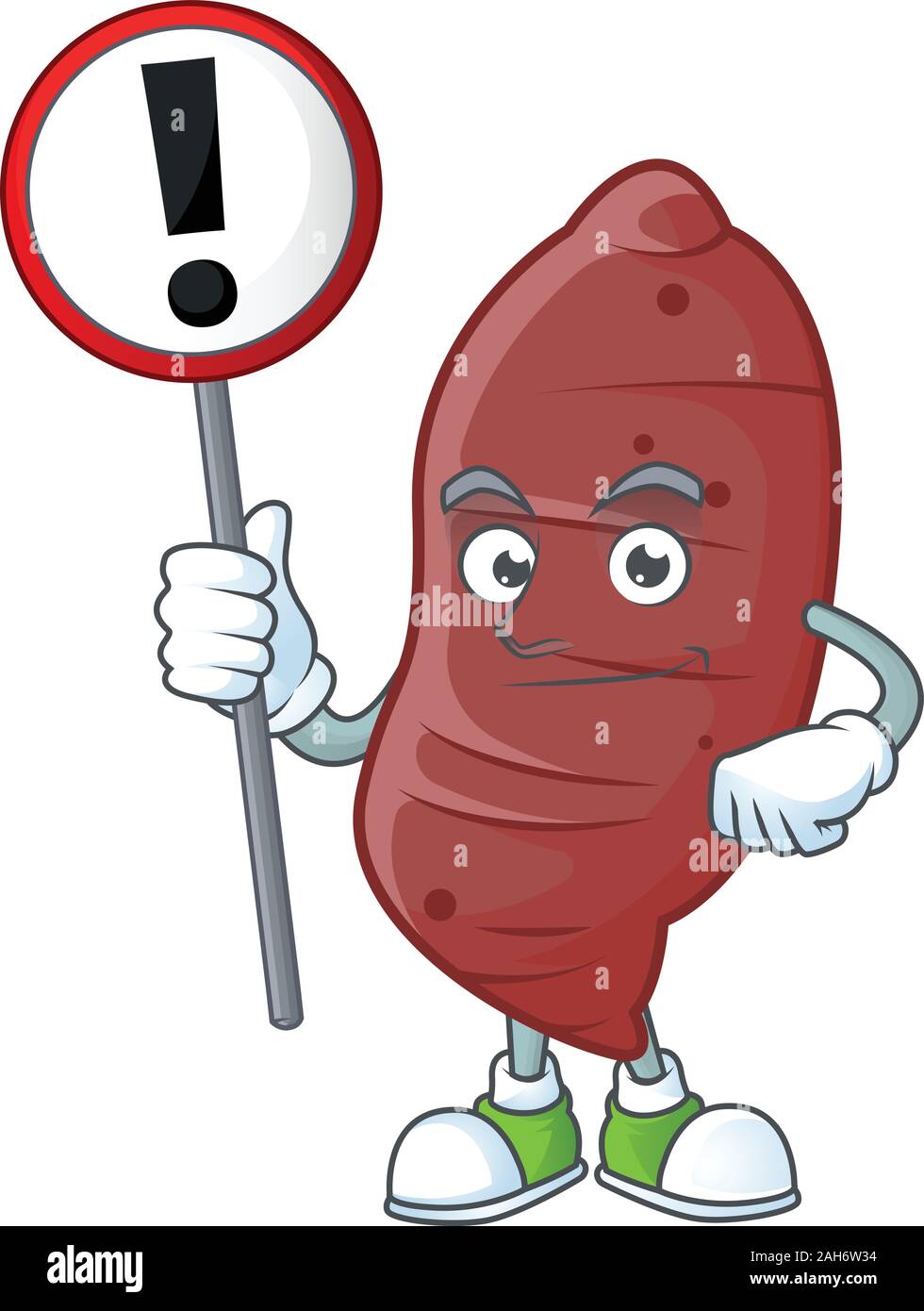 Cartoon mascot of sweet potatoes bring sign in his hand Stock Vector ...