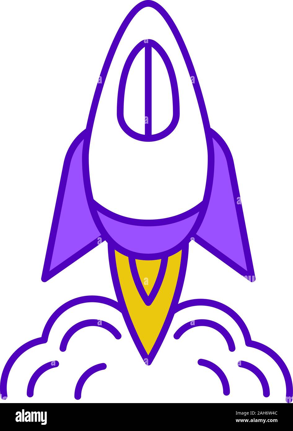 Startup launch color icon. Start business. Rocket, spaceship ...