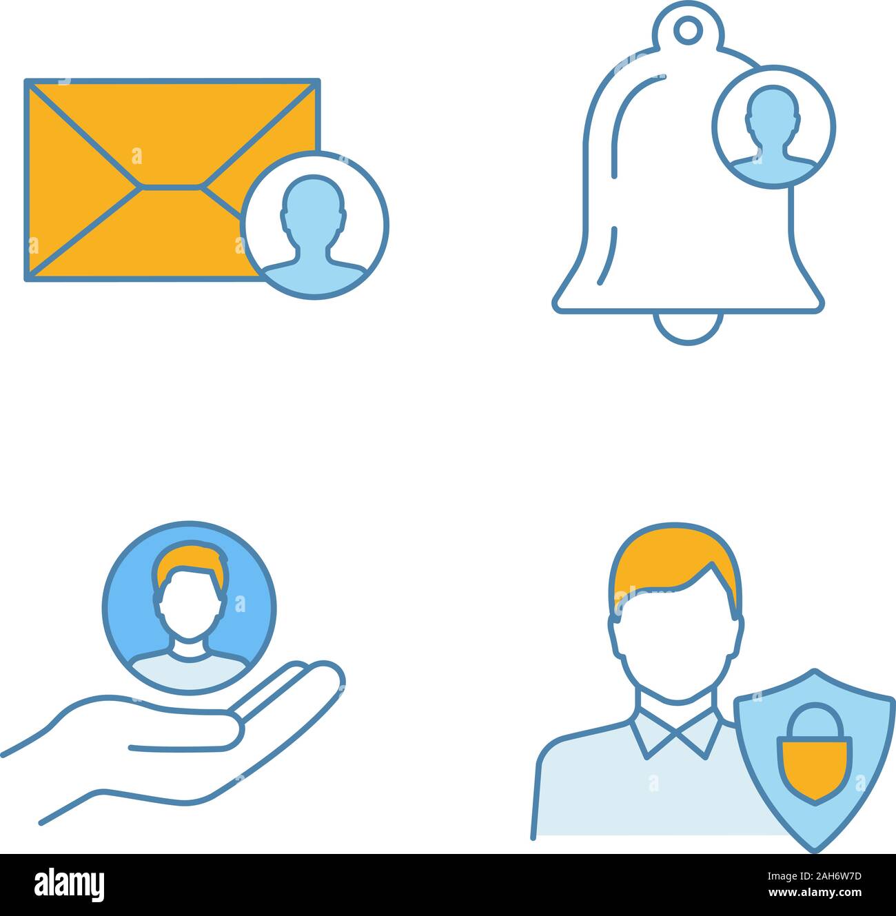 Customer retention and loyalty color icons set. Email targeting ...