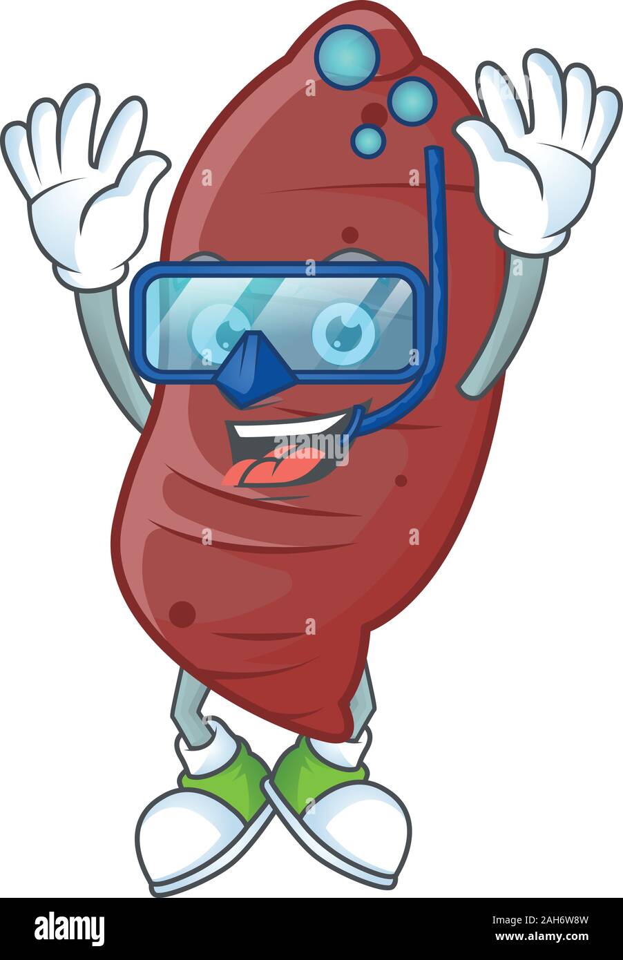 Funny sweet potatoes mascot design with Diving glasses Stock Vector ...