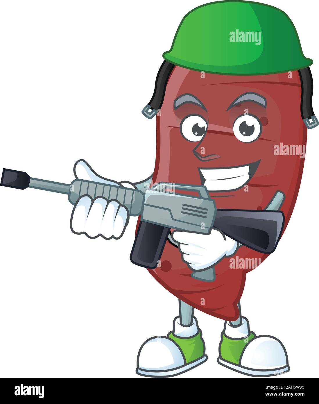 A mascot of sweet potatoes as an Army with machine gun Stock Vector ...