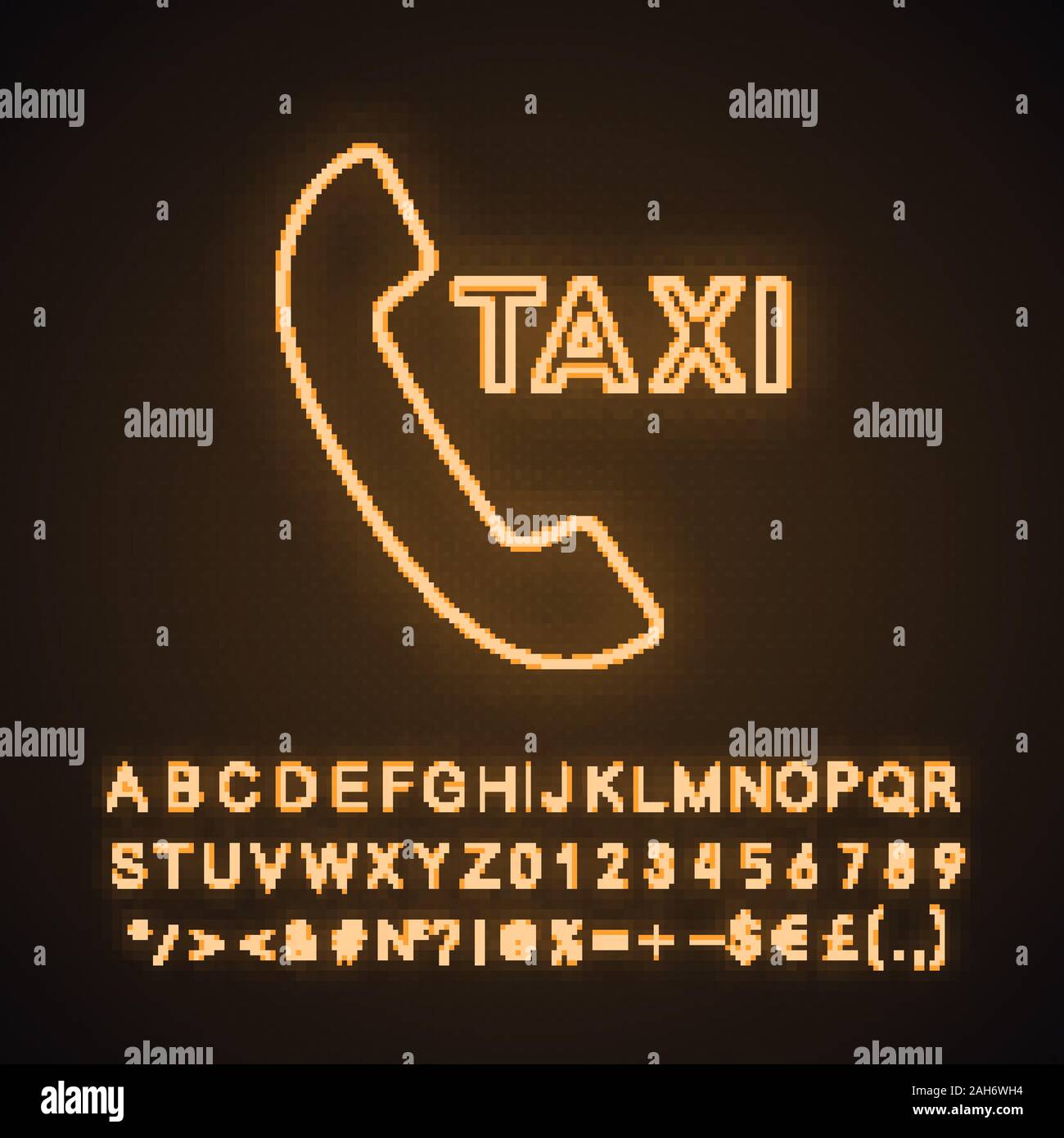 Taxi ordering callback neon light icon. Call taxi. Car hiring call ...