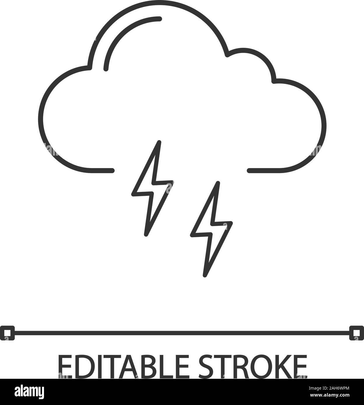 Thunderstorm linear icon. Thunder storm. Thin line illustration ... Thunderstorm linear icon. Thunder storm. Thin line illustration ...