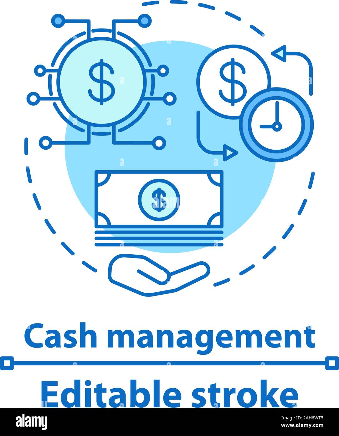 Cash management concept icon. Financial transaction idea thin line ...