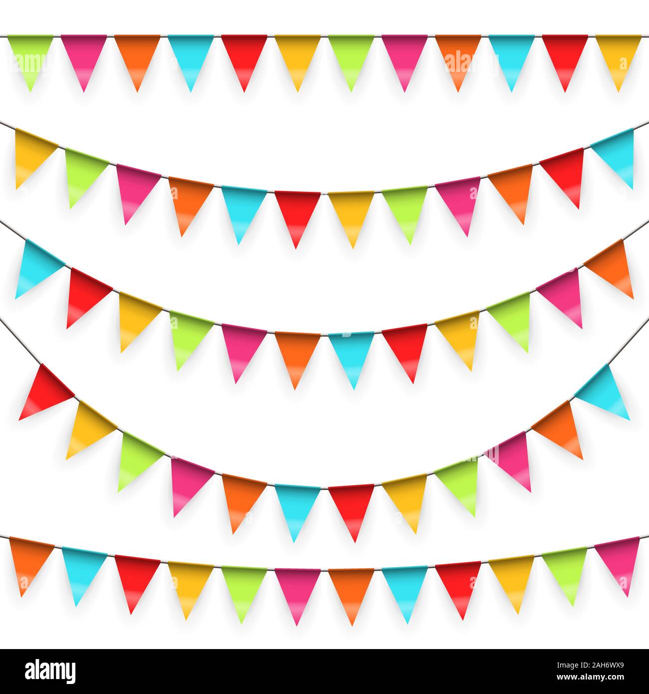 vector illustration of swung hanging garlands in five different ...