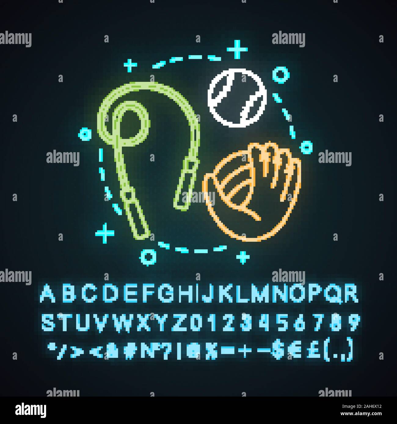 Outdoor activities neon light concept icon. Sports. Leisure time idea ...