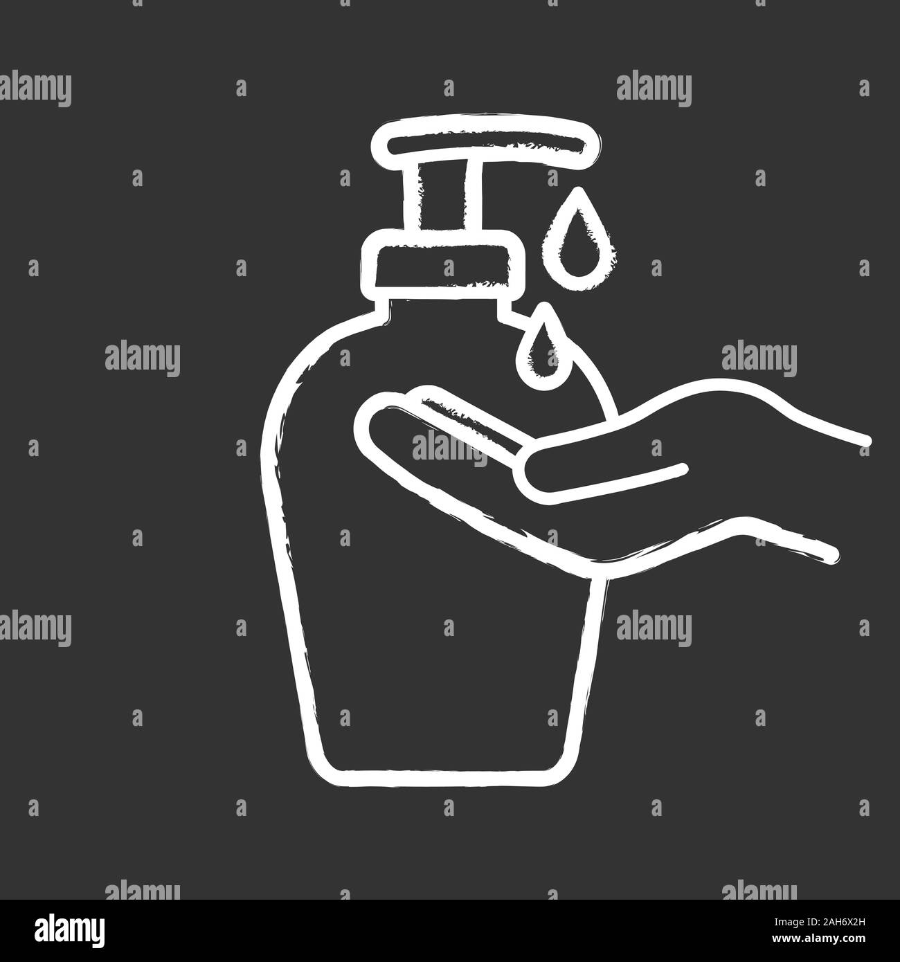 Hand soap chalk icon. Liquid antibacterial soap. Hands disinfection ...