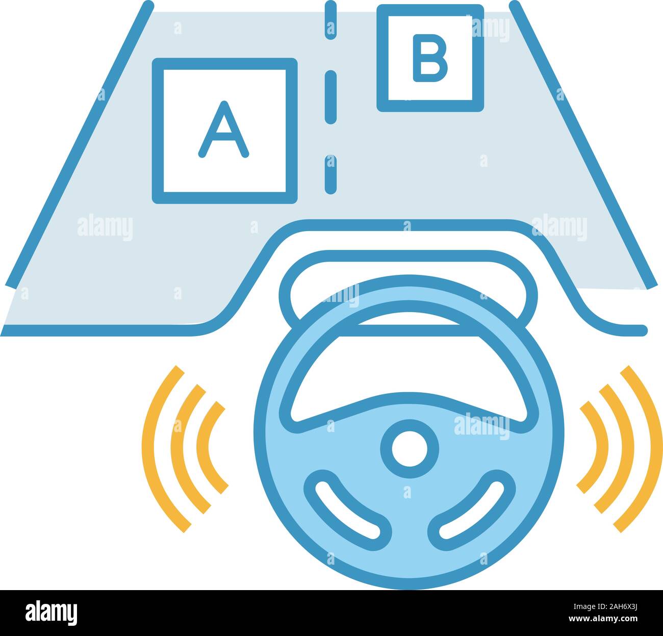 Autonomous car detecting objects color icon. Driverless car tracking ...