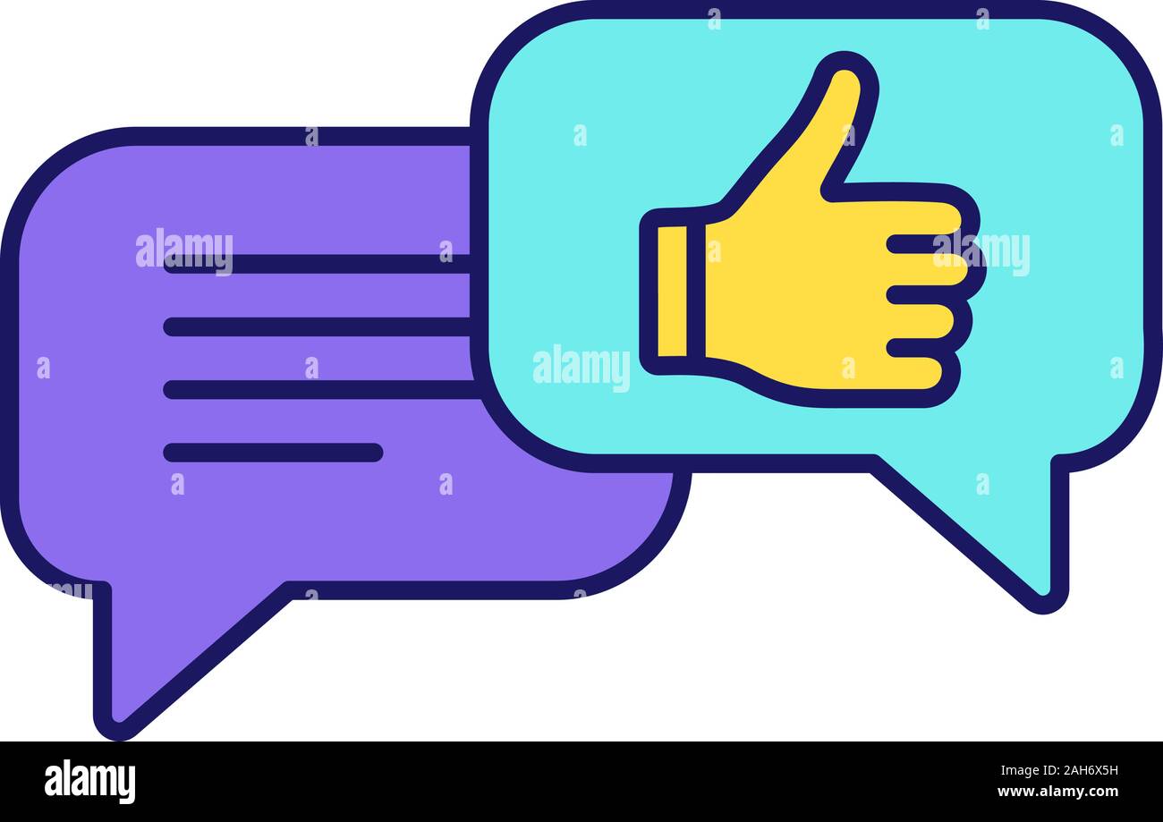 Positive customer feedback color icon. Excellent review. Chatting. Like ...