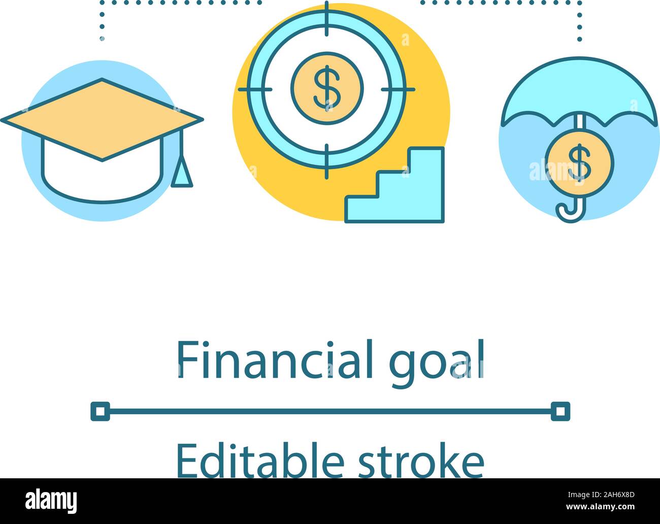 Financial goal concept icon. Wealth and success idea thin line ...