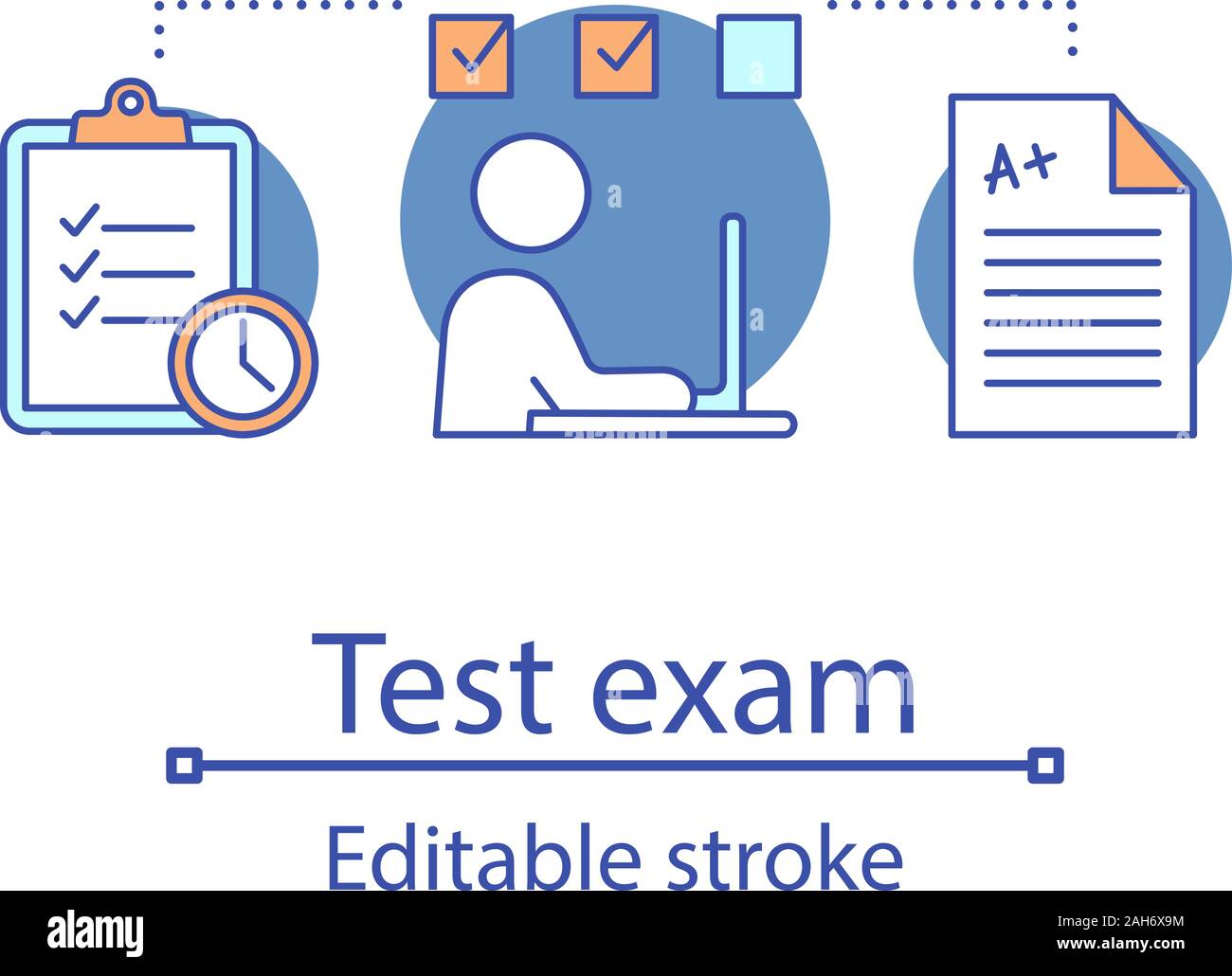 Online exam concept icon. Examination idea thin line illustration. E ...