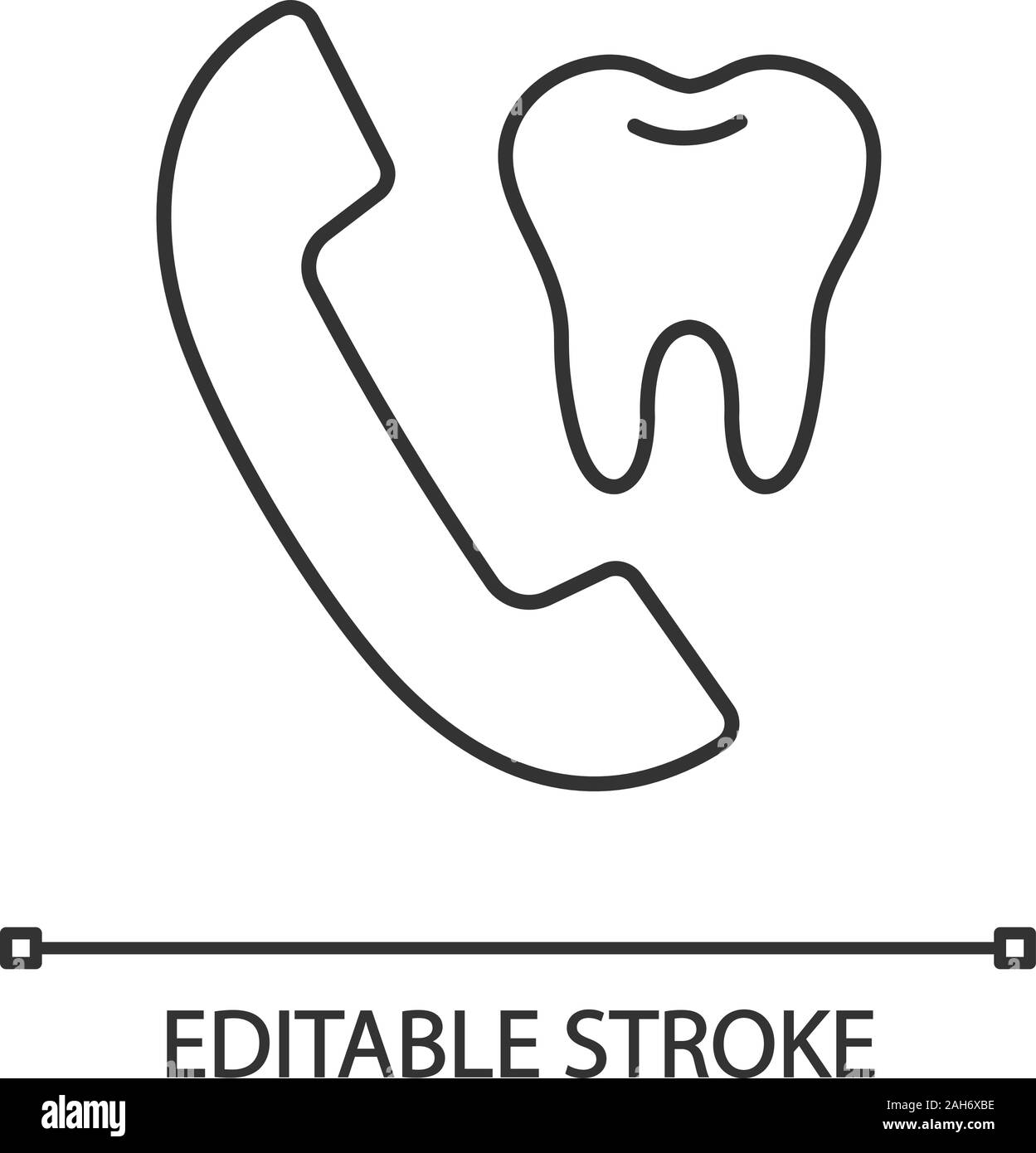 Dentist appointment linear icon. Calling to dental clinic. Thin line ...