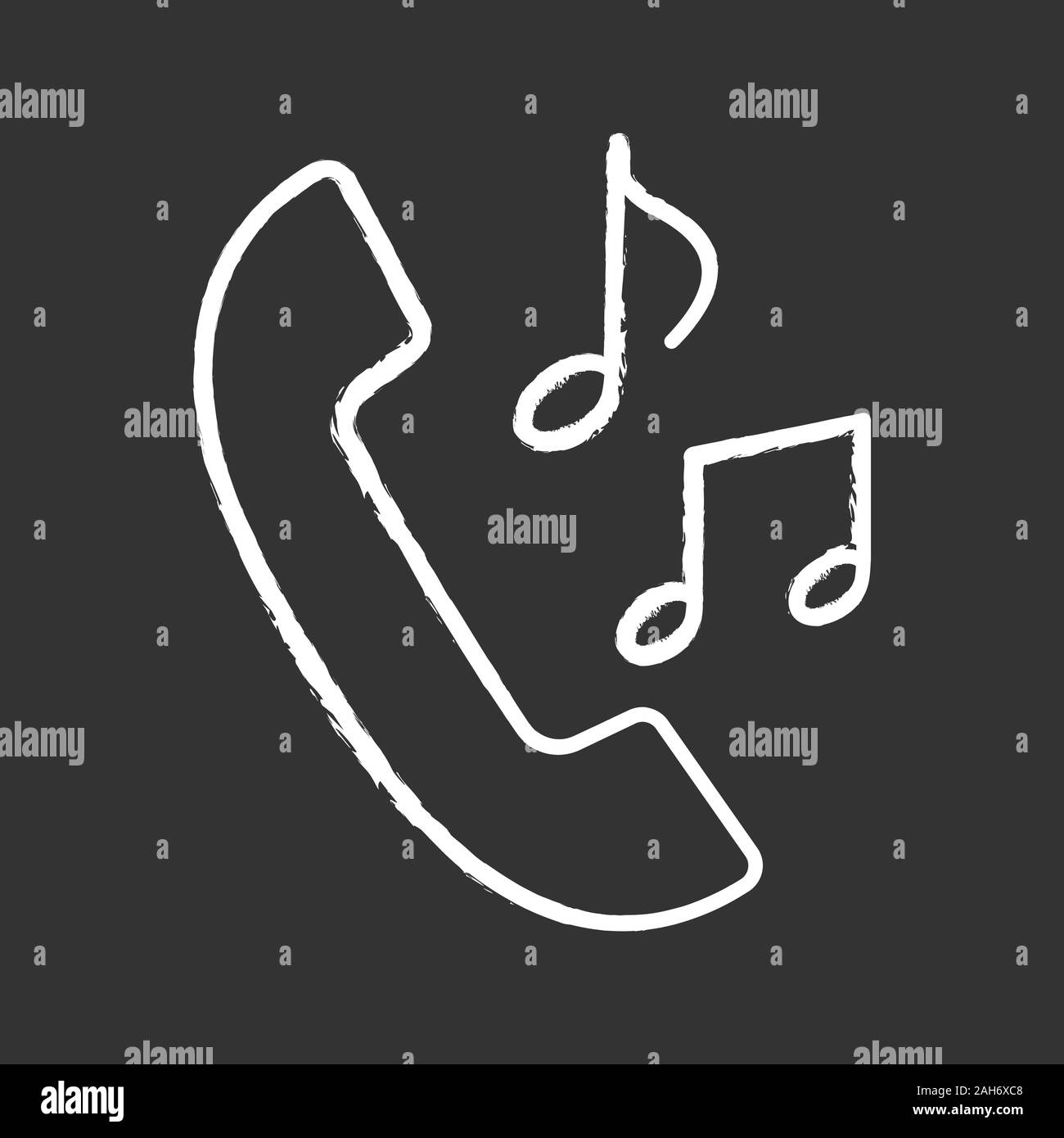 Call ringtones chalk icon. Incoming call melody. Handset with musical ...