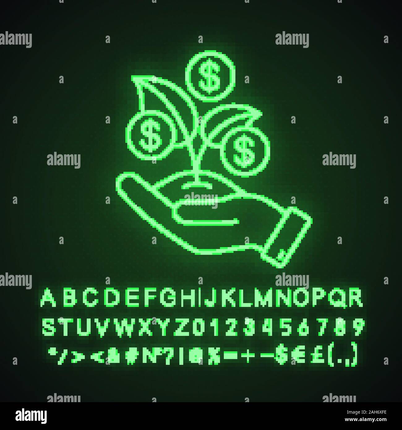 Seed money neon light icon. Seed funding, capital. Business development ...