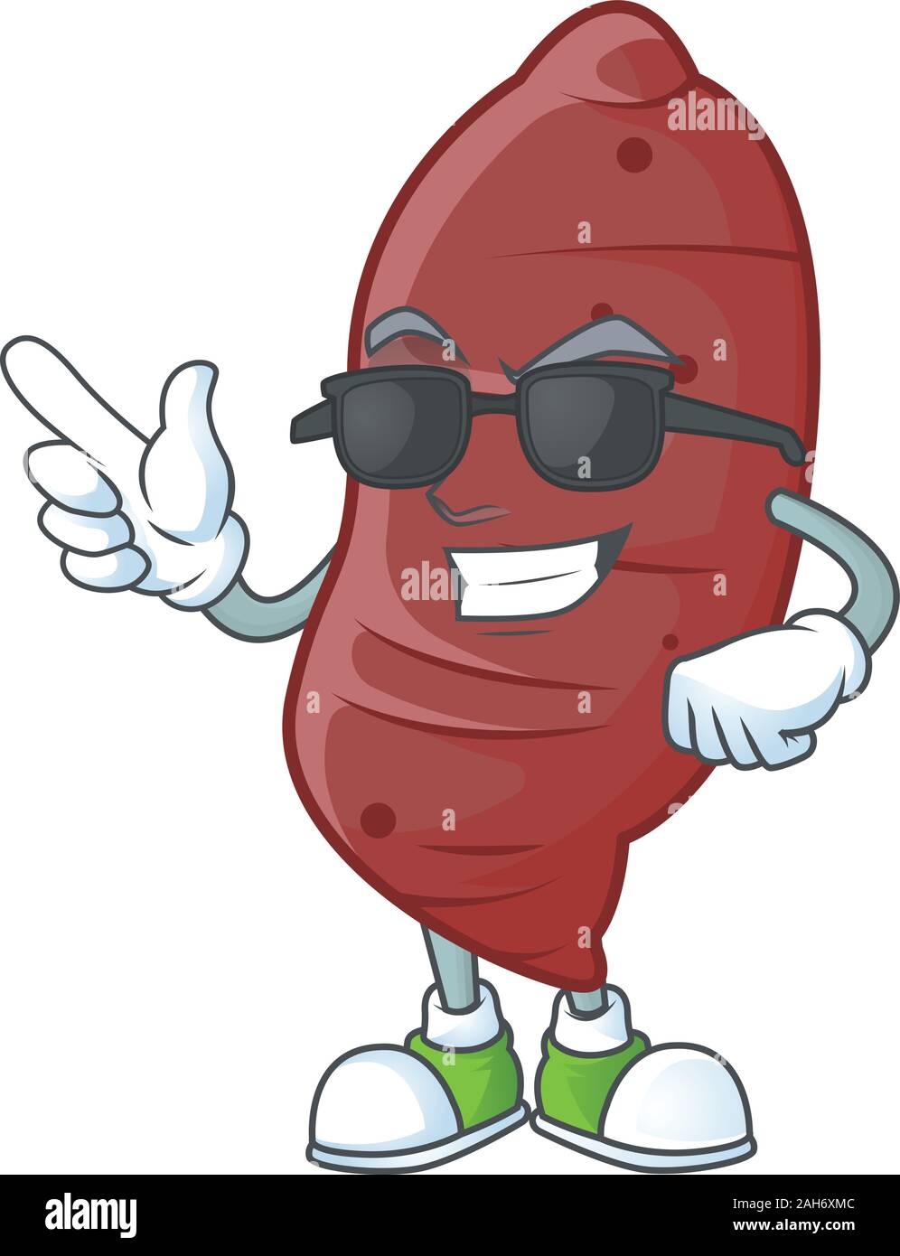 Cool and cool sweet potatoes character wearing black glasses Stock ...