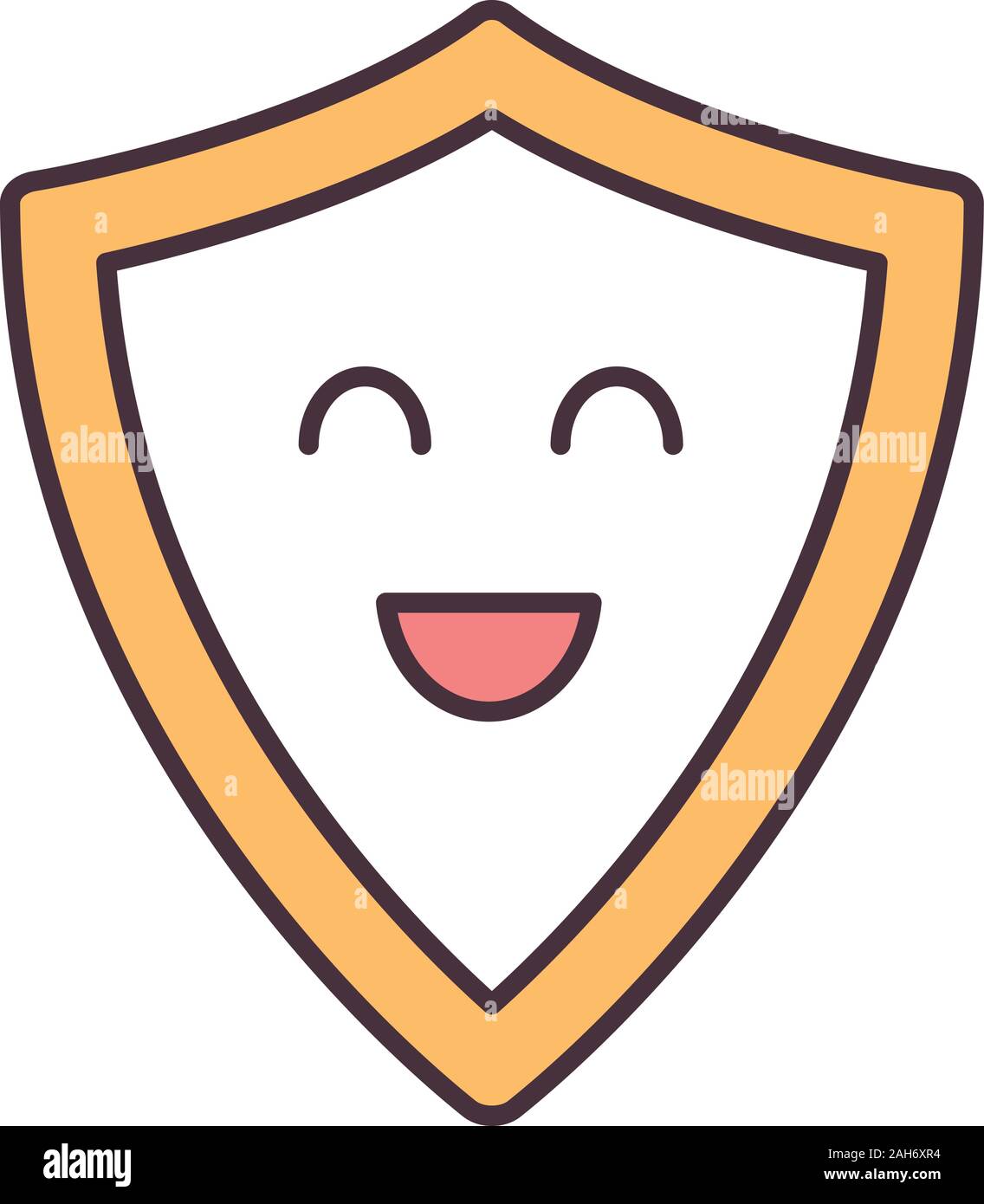 Smiling shield color icon. Reliable protection, security. Easy safety ...
