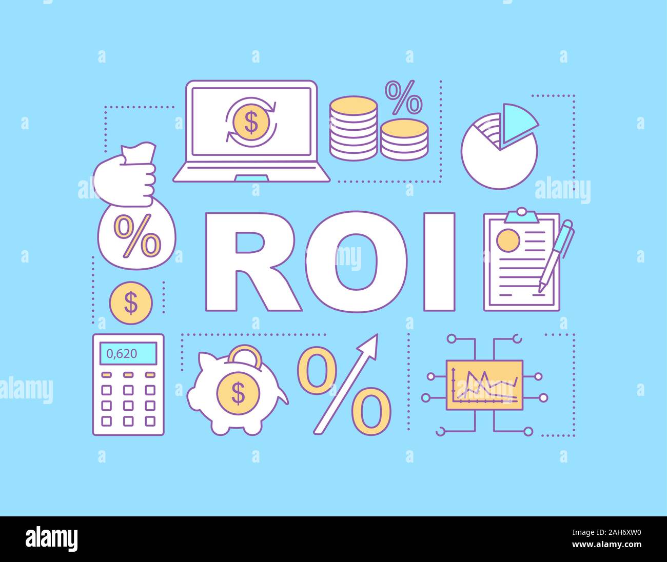 ROI word concepts banner. Interest rate. Banking. Stock market ...