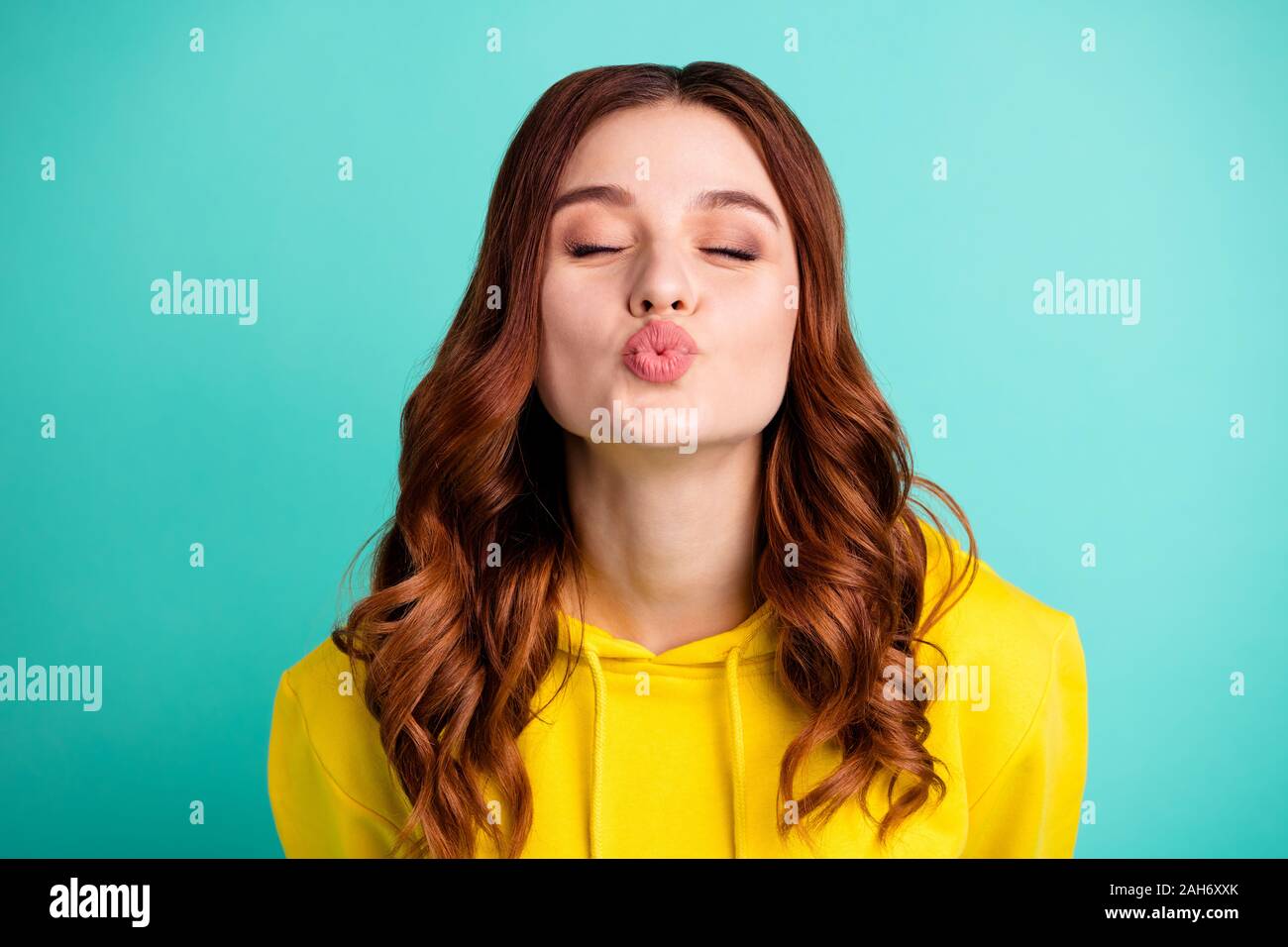 Photo of cute nice beautiful tender soft youngster kissing you through ...