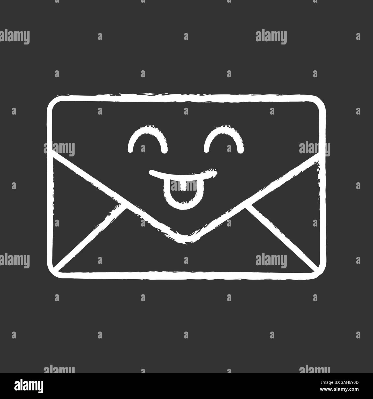 Smiling email character chalk icon. Quick and easy messenger. Envelope ...