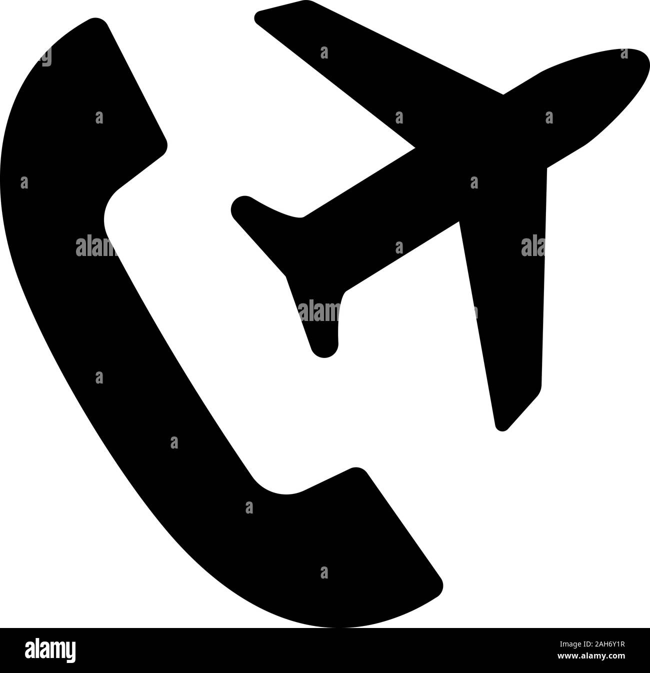 International roaming glyph icon. Flight mode. Handset with plane ...
