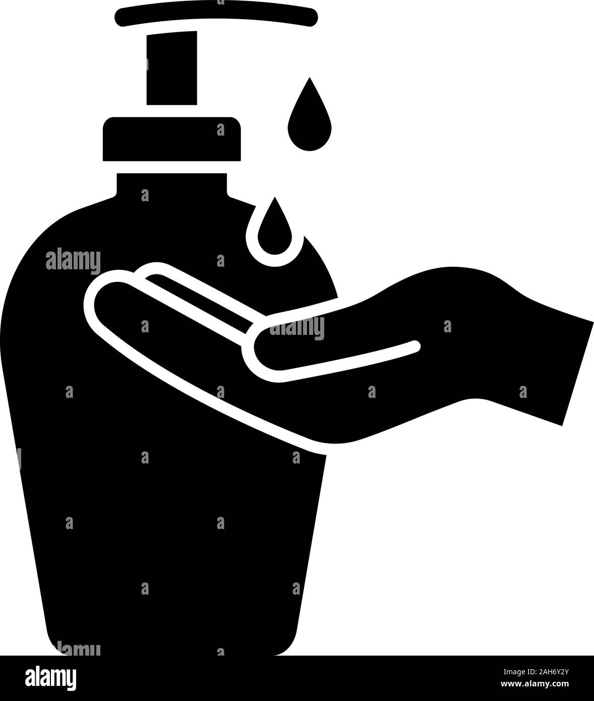 Hand soap glyph icon. Silhouette symbol. Liquid antibacterial soap ...