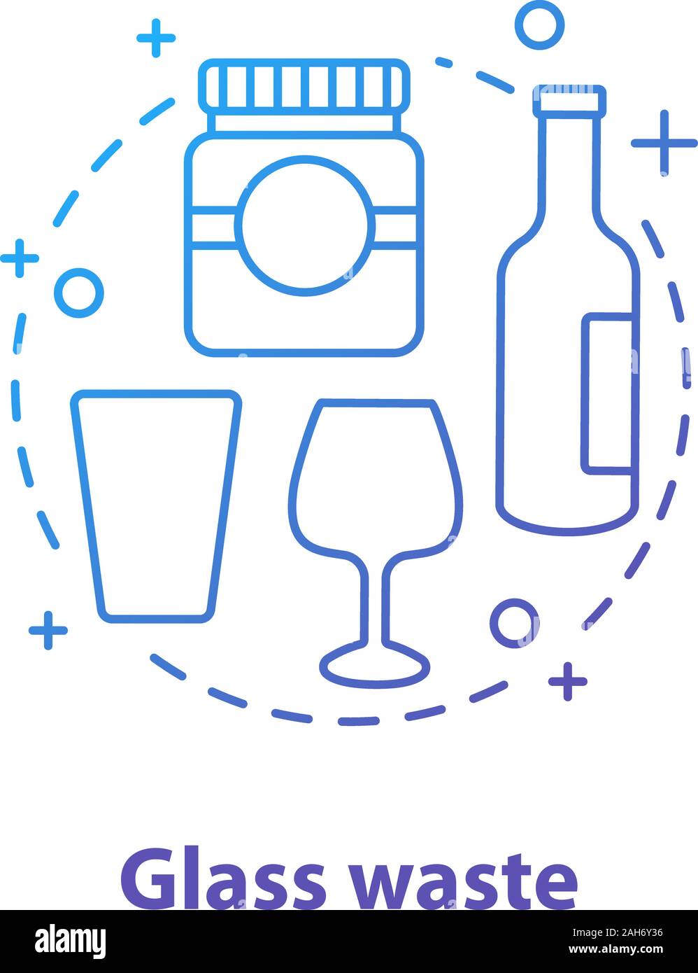Glass waste concept icon. Garbage sorting idea thin line illustration ...