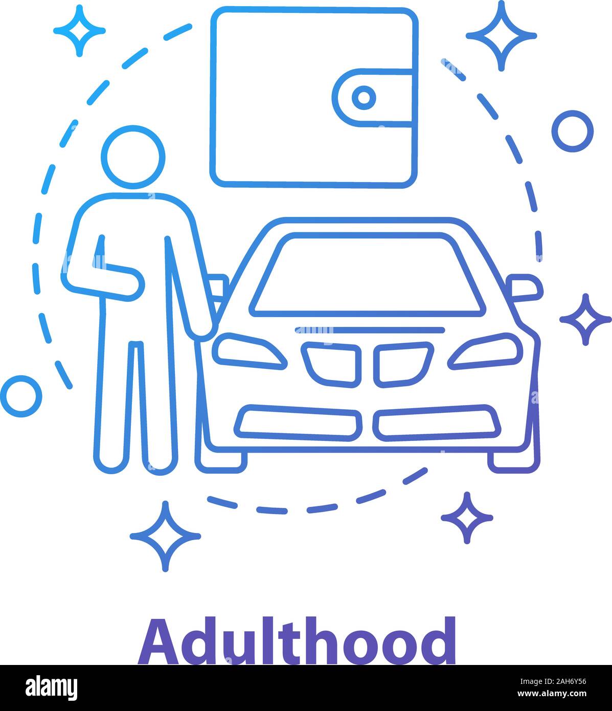Adulthood concept icon. Wealthy man idea thin line illustration. Wealth ...