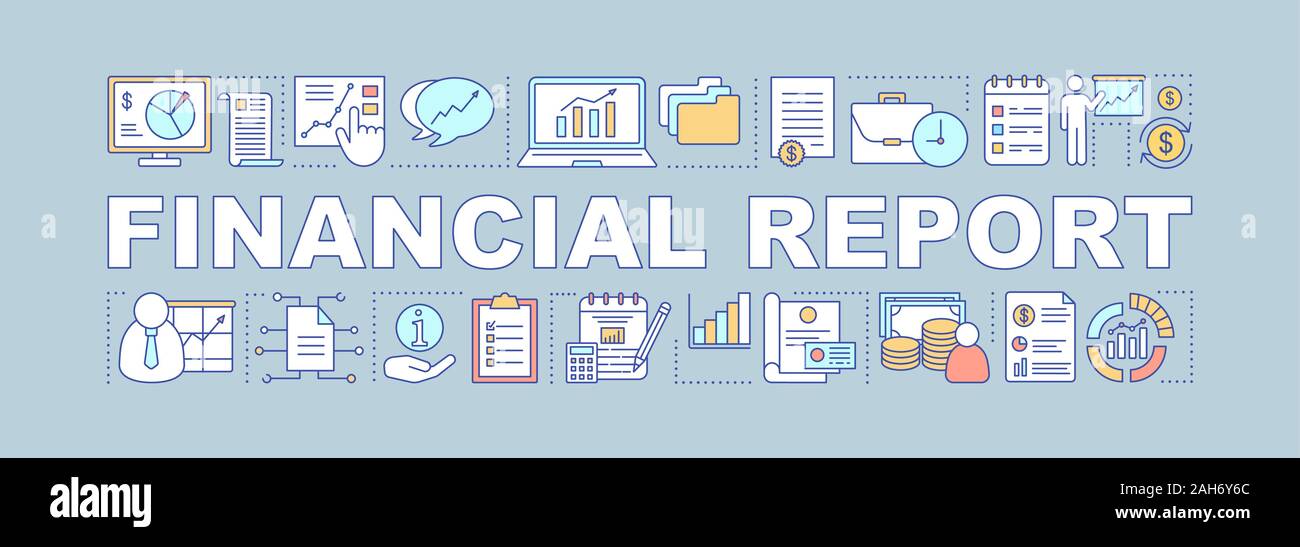 Financial report word concepts banner. Budget planning. Financing and ...