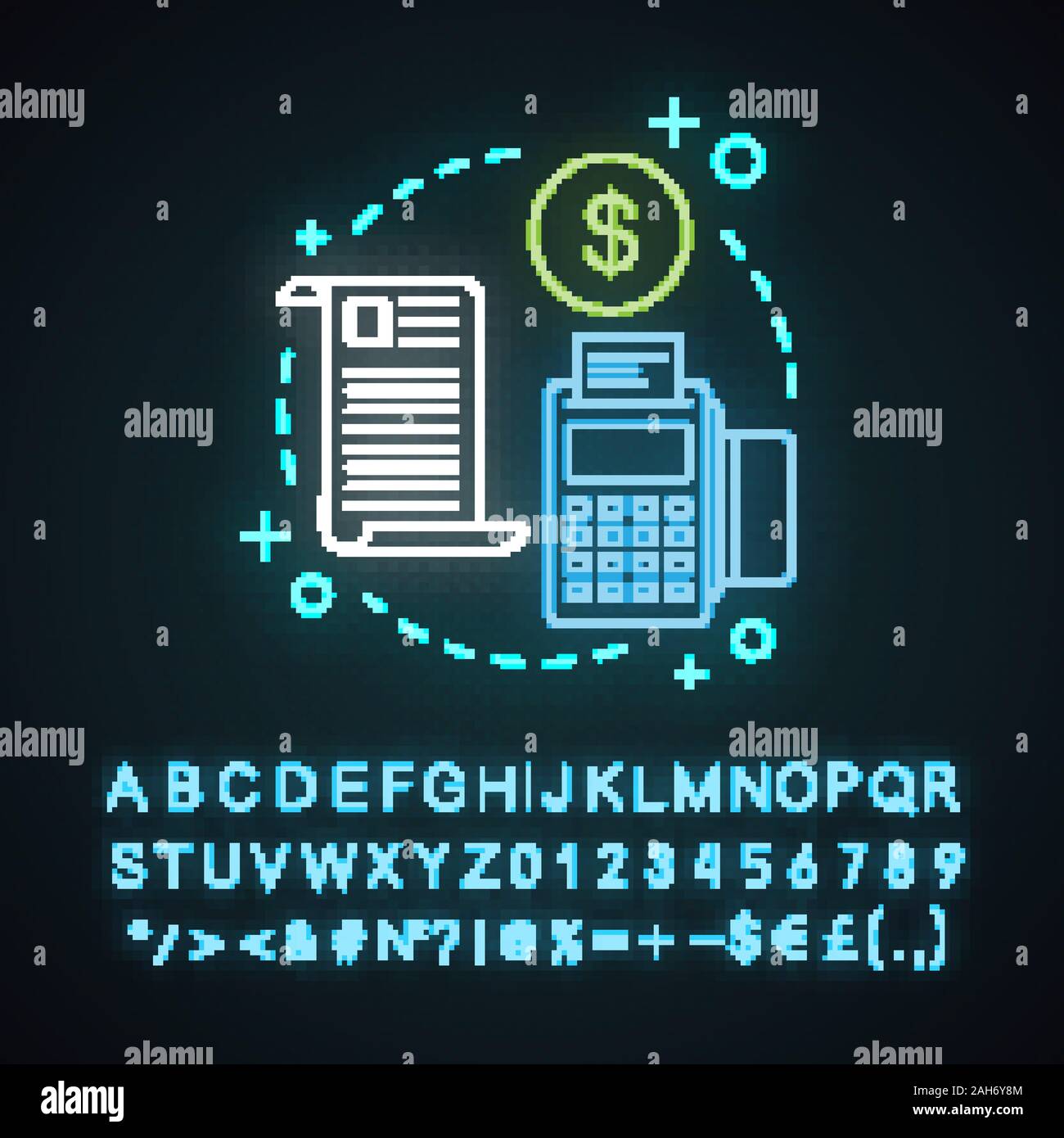 Invoice neon light concept icon. Money transaction idea. Cashless ...