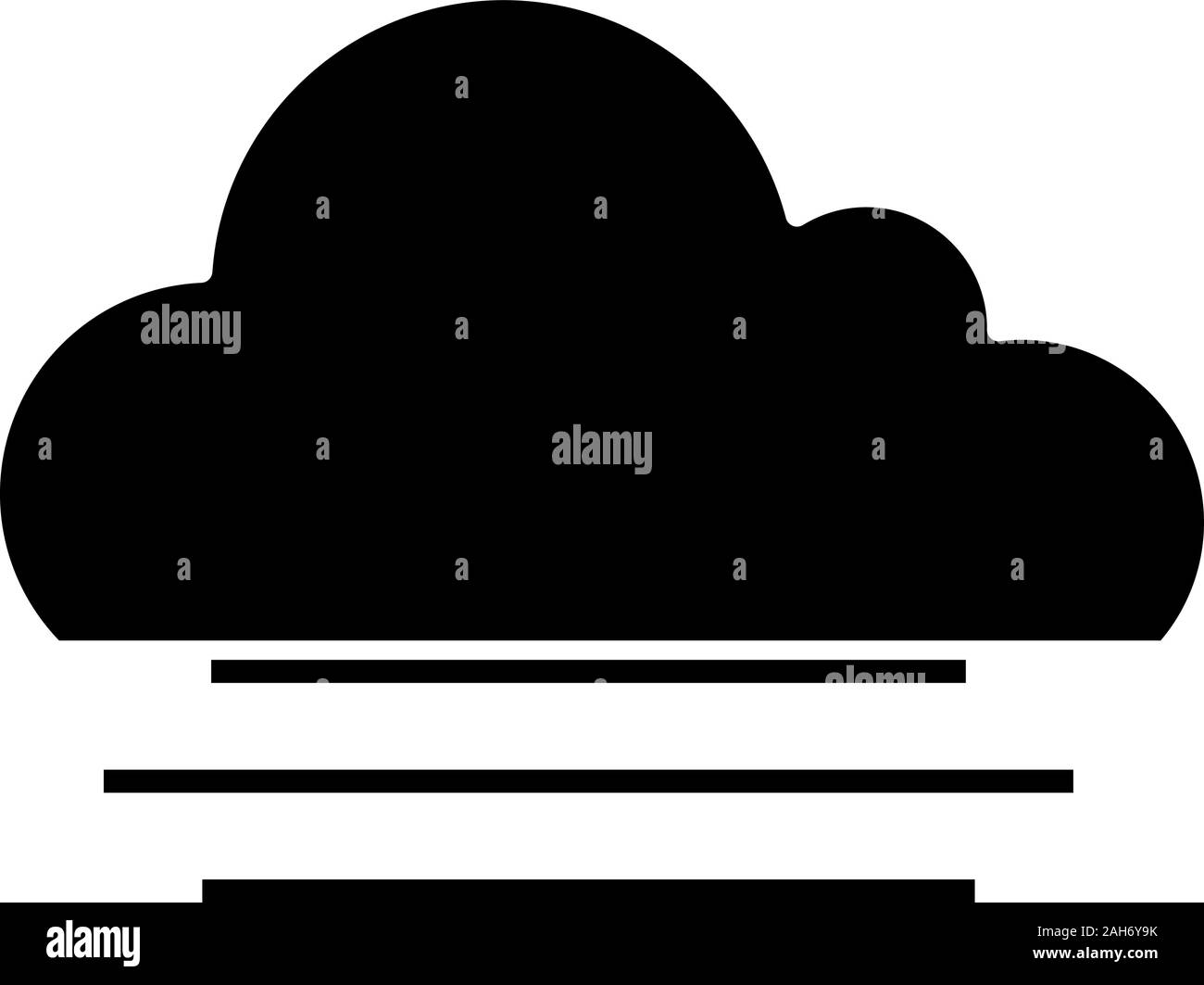 Fog glyph icon. Foggy weather. Smog. Weather forecast. Silhouette ...