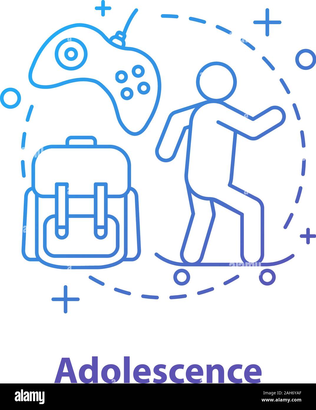 Adolescence activities concept icon. Teenager idea thin line ...