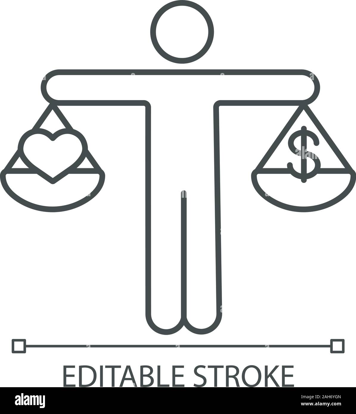Business ethics linear icon. Dilemma. Love or money decision. Thin line ...