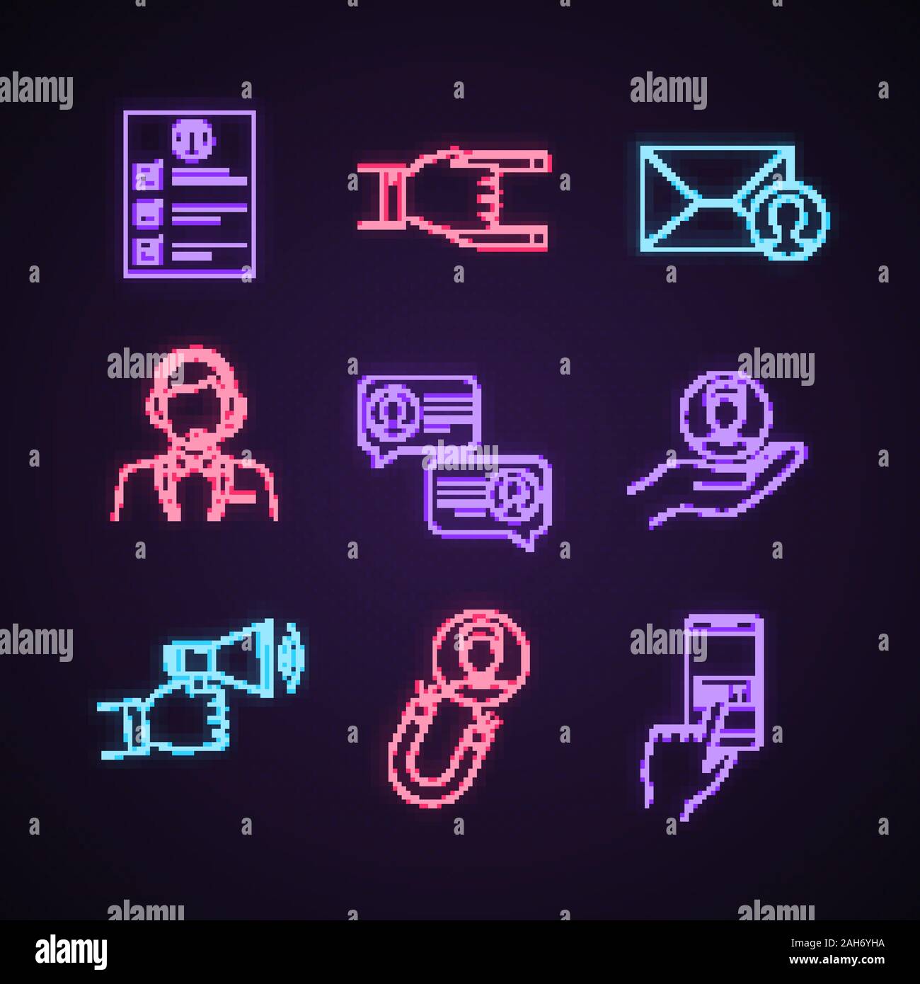 Customer retention and loyalty neon light icons set. Survey, client ...